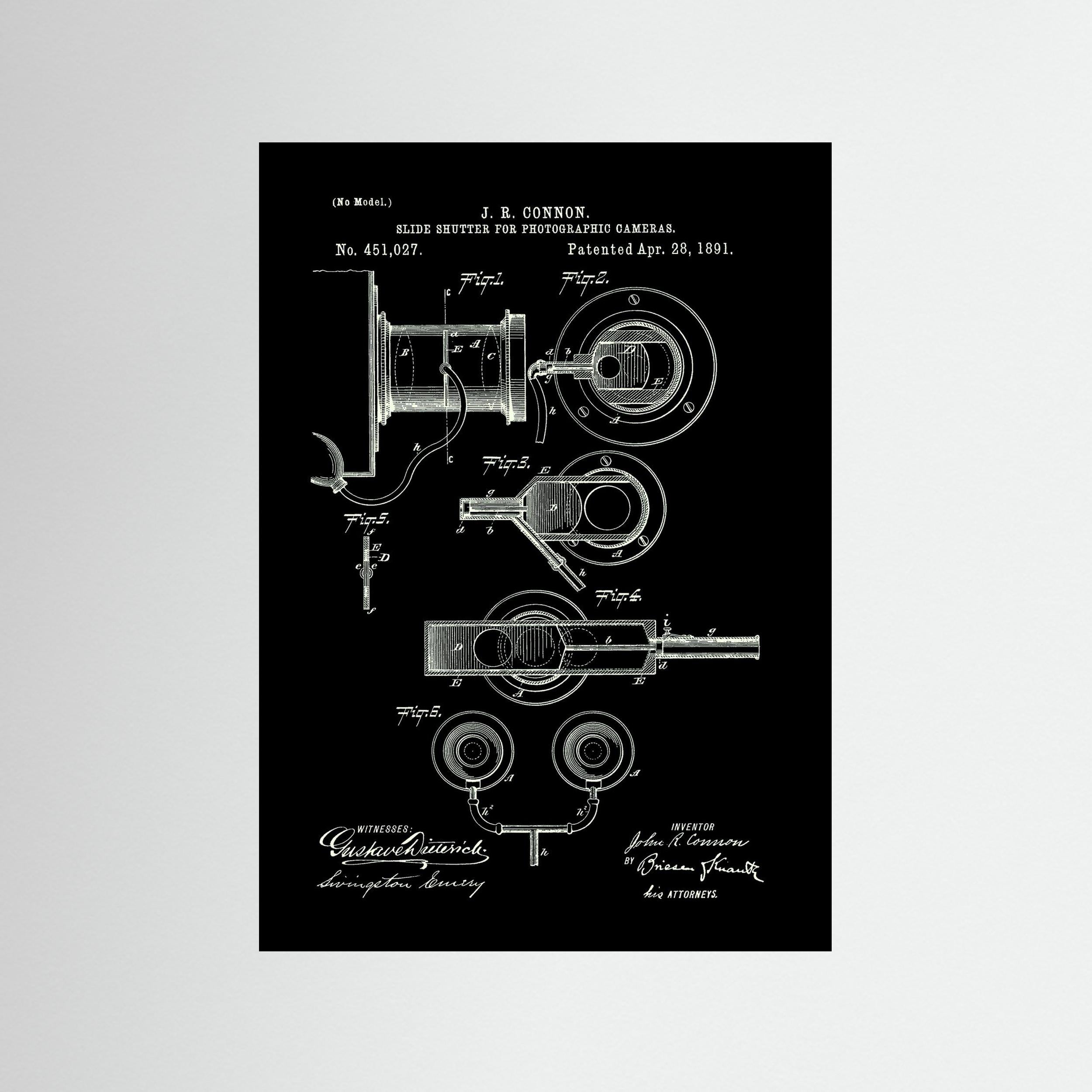 Vintage Camera Patent Print – Pneumatic Slide Shutter by J.R. Connon ...